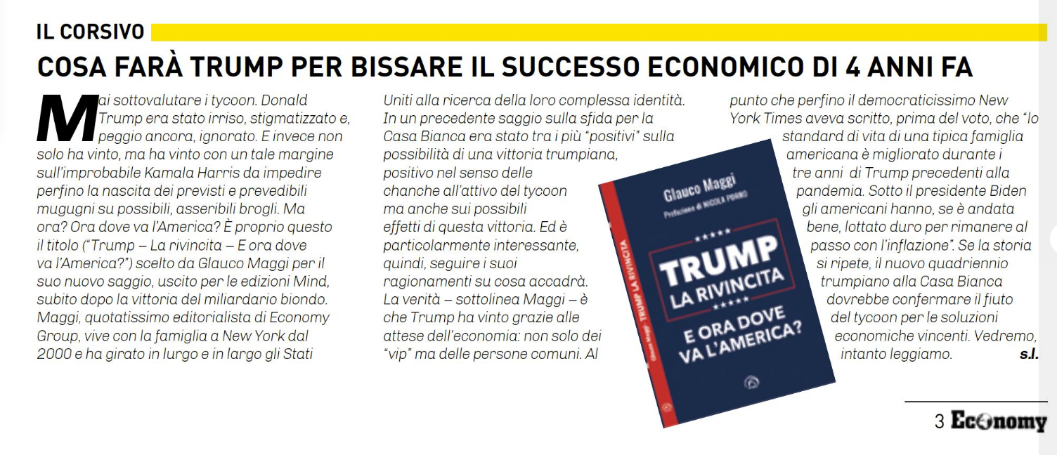 Trump - La rivincita su Economy Magazine (13 gennaio 2025) - Mind Edizioni